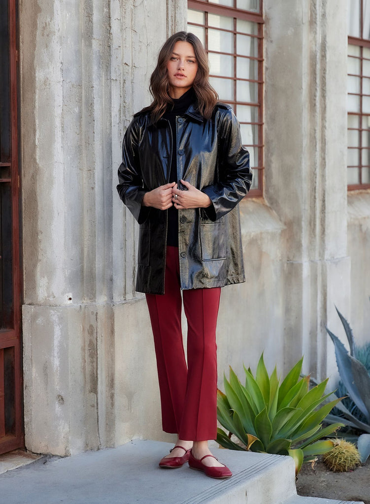 Janet Faux Patent Leather Jacket