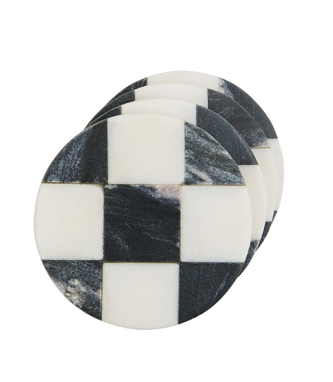 CIRCLE CHECKERED COASTER SET