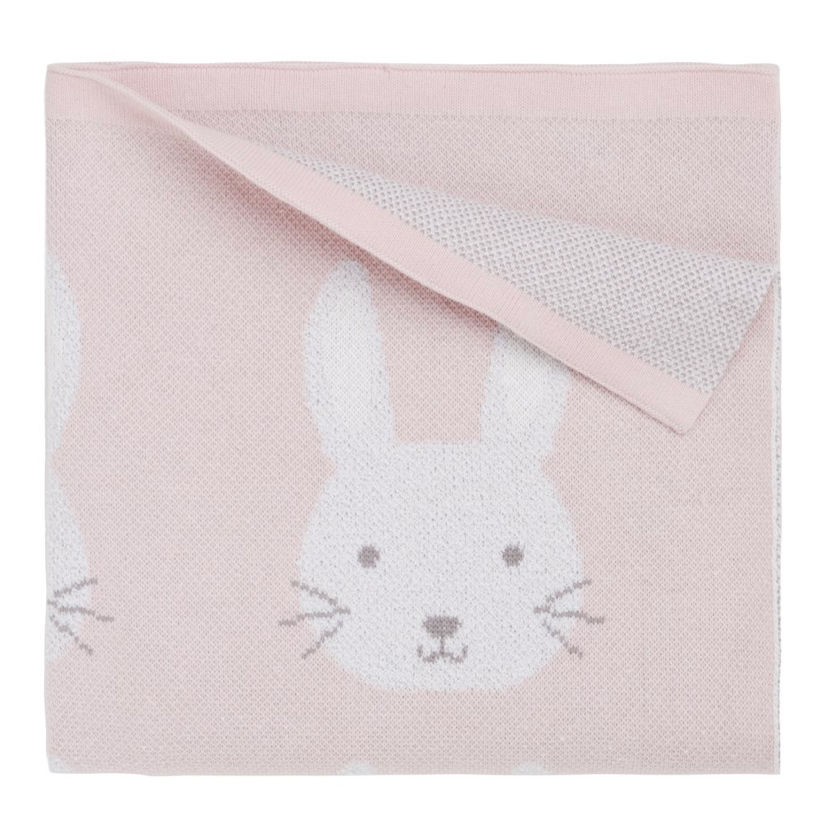 Pink Cotton Bunny Knit Blanket-Baby - Ohio Gift Shop | Laura of Pembroke